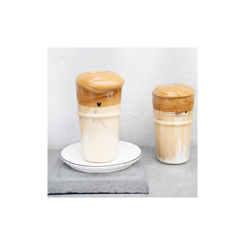 Sklenice GOOD DAY, mini srdíčka, černá, 400 ml, 1 ks - Se srdcem